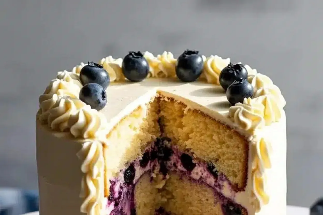 Blueberry Cheesecake Layer Cake Recipe – Easy Cream Cheese Frosting Steps