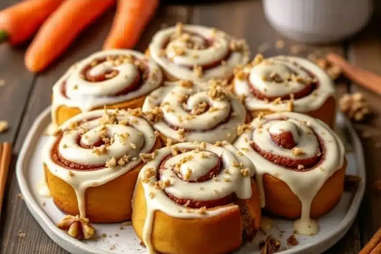 Carrot Cake Cinnamon Rolls Recipe With Cream Cheese Frosting