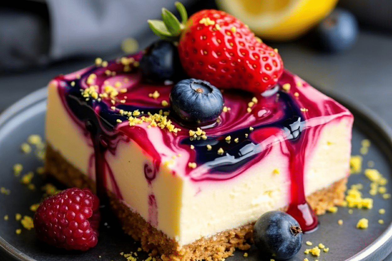 Triple Berry Lemon Cheesecake Bars – Easy Spring Dessert Recipe