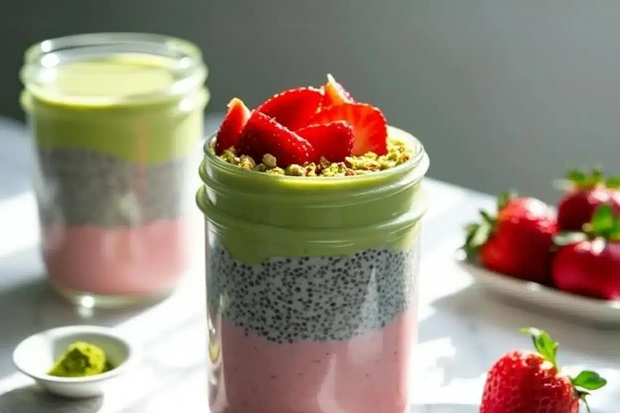 Vegan Strawberry Matcha Chia Pudding Recipe – Easy Layered Breakfast ...