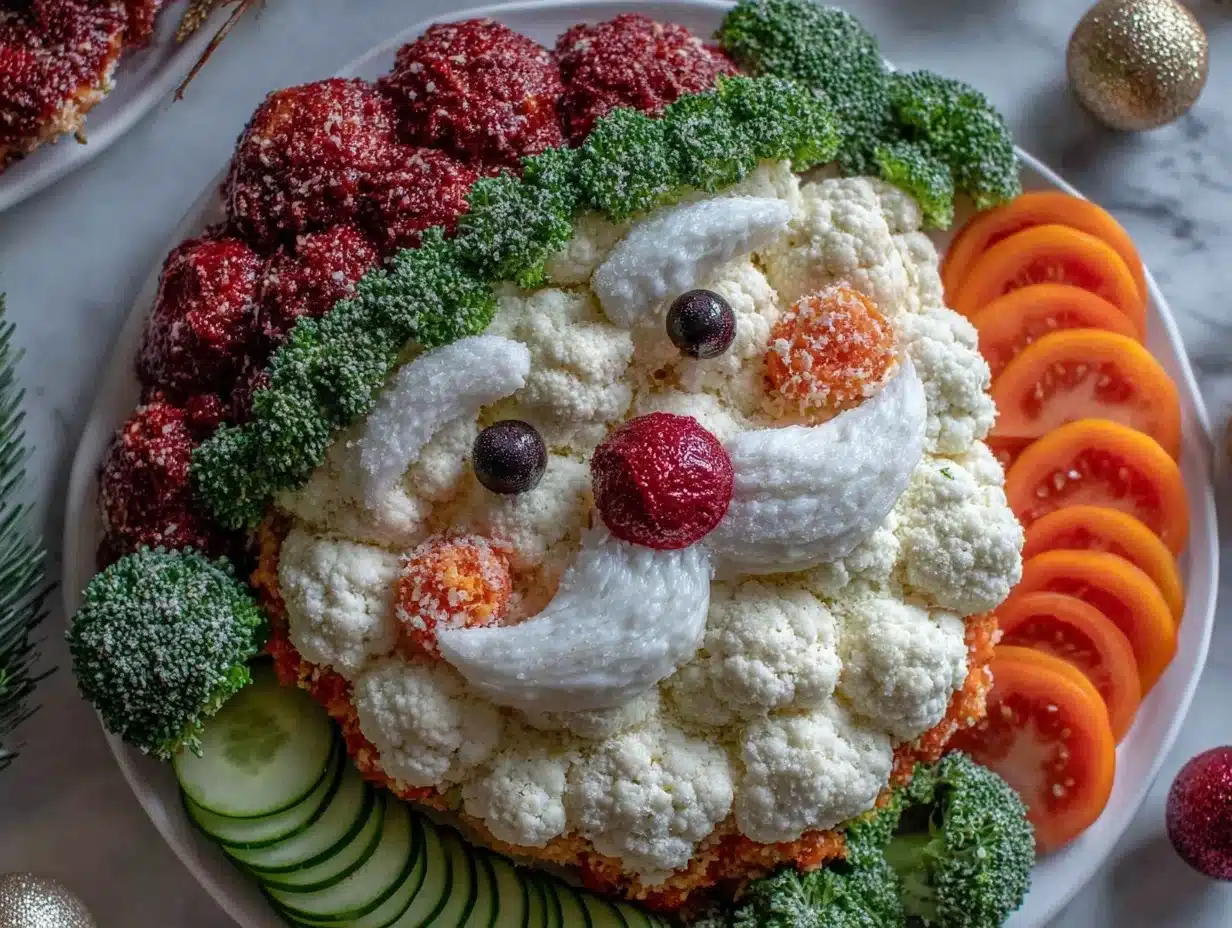 Santa Vegetable Tray: Easy Fresh Holiday Appetizer For Festive Parties