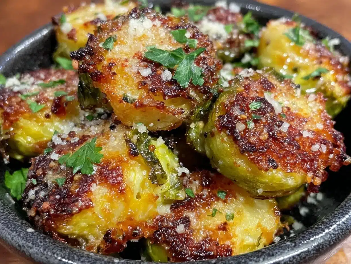 Crispy Garlic Parmesan Roasted Brussels Sprouts Recipe Easy Perfect ...