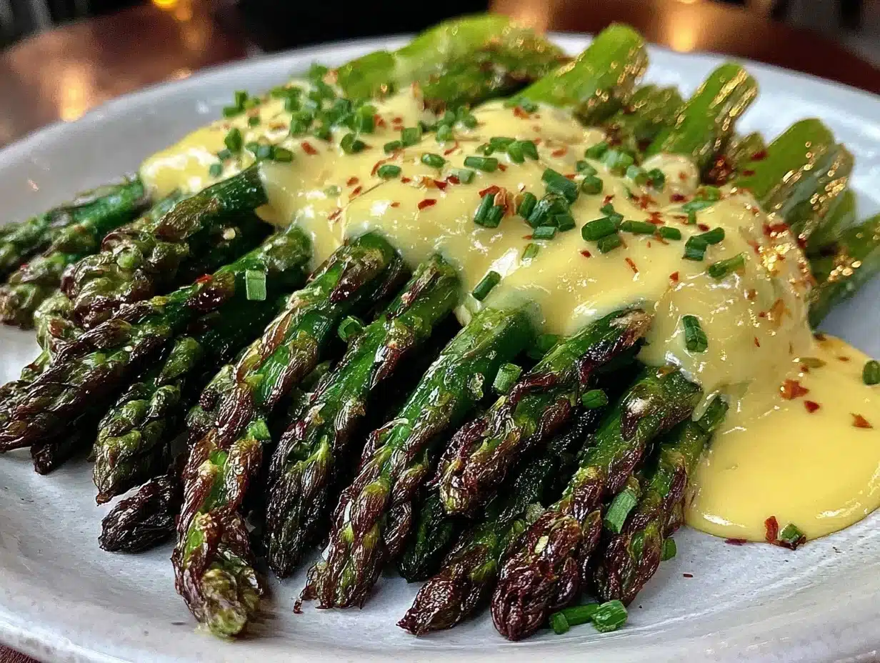 Crispy Roasted Asparagus Recipe With Easy Homemade Hollandaise Sauce