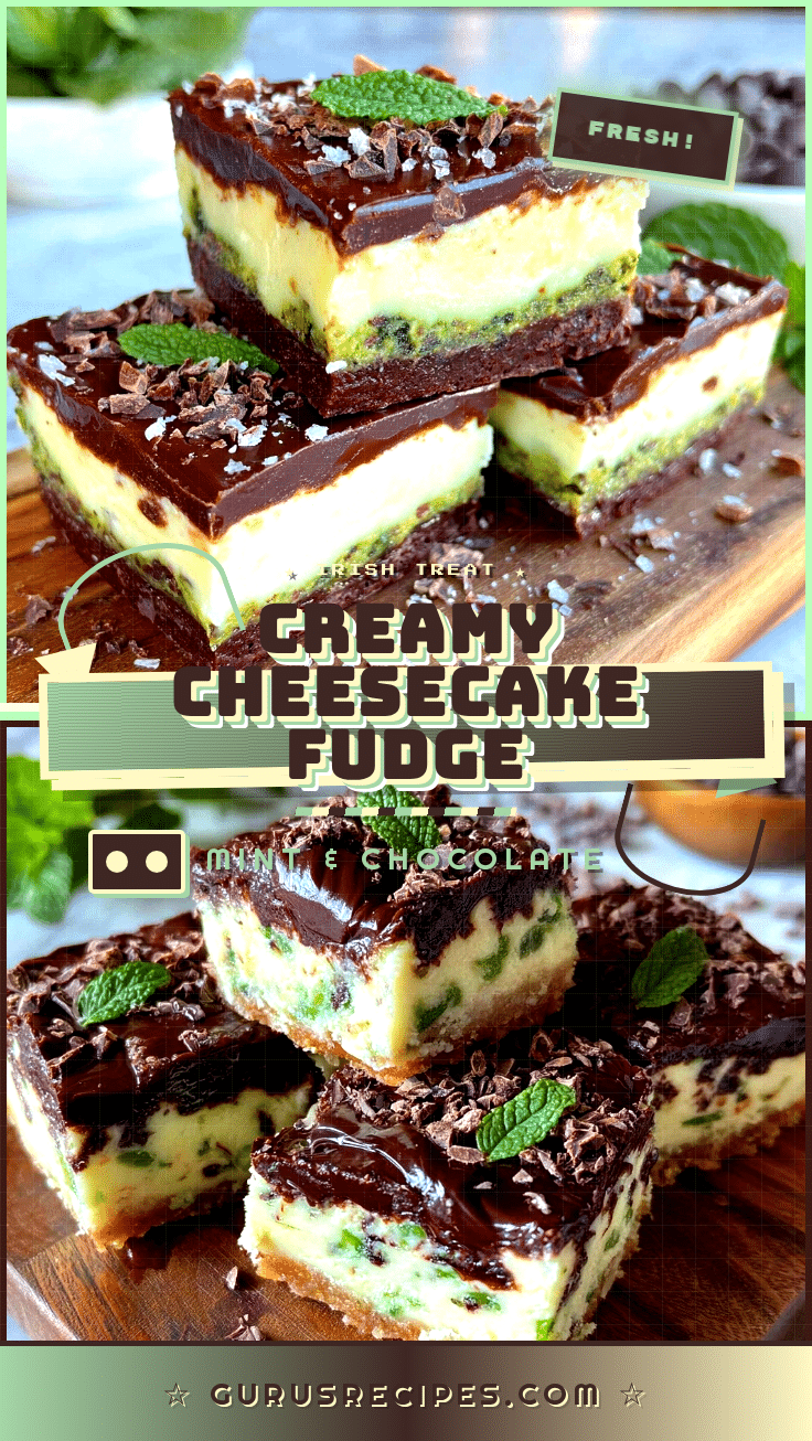 Creamy St. Patrick’s Irish Mint Cheesecake Fudge Squares – Easy ...
