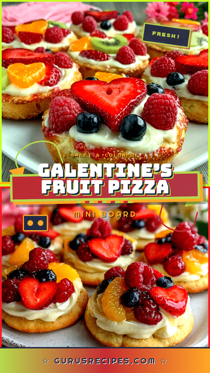 Fresh Mini Fruit Pizza Board For Galentine’s Day Party Ideas