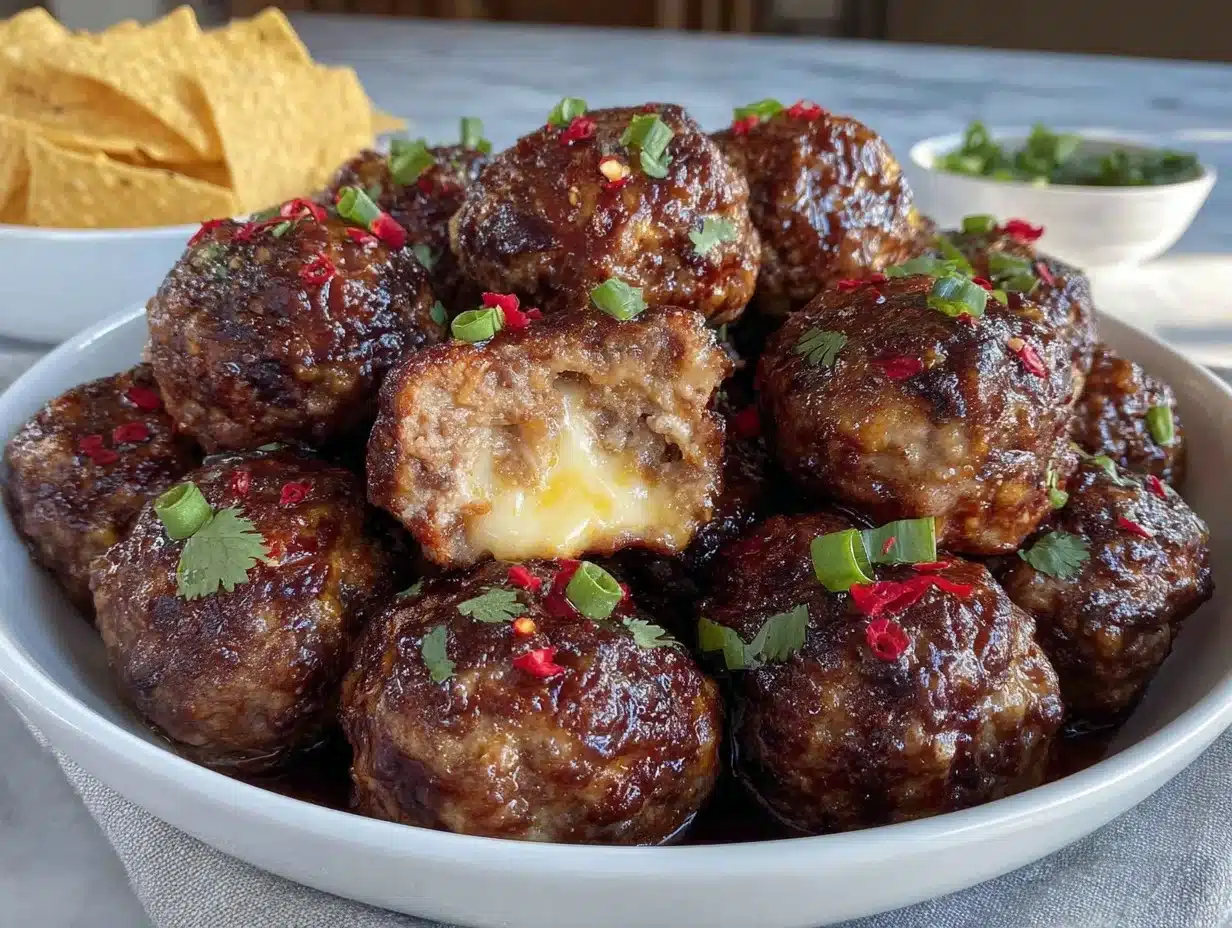 Gooey Queso-Stuffed Meatballs Recipe For The Best Game Day Snack