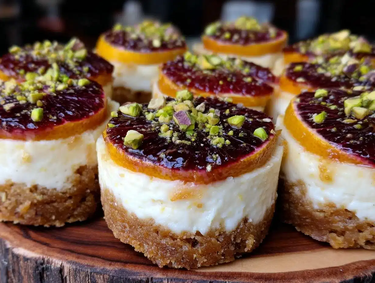 Creamy Blood Orange Pistachio Mini Cheesecakes Easy Homemade Recipe