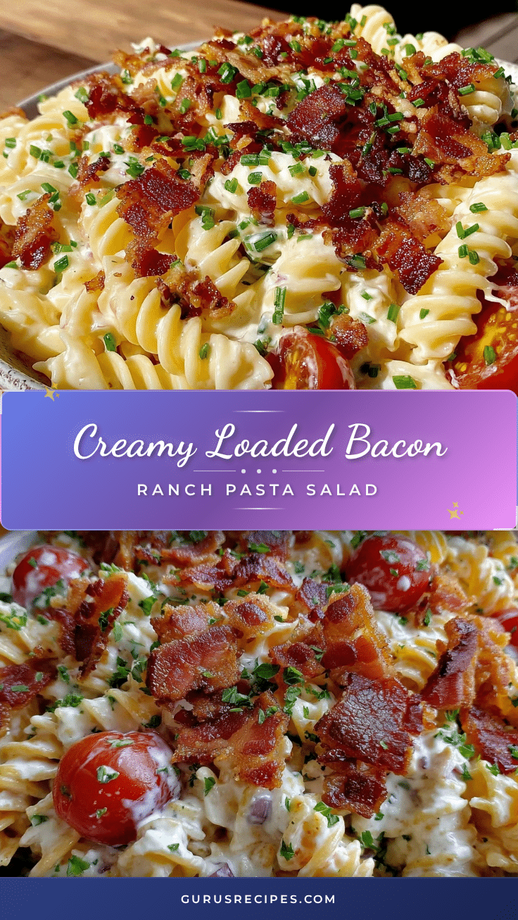 Creamy Loaded Bacon Ranch Pasta Salad Recipe Easy Perfect For Potlucks