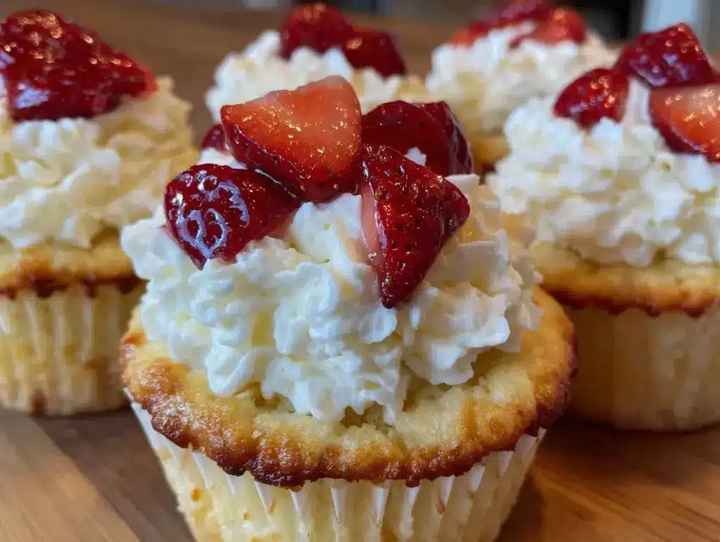 Fluffy Strawberry Shortcake Cupcakes Recipe Easy Homemade Dessert With ...