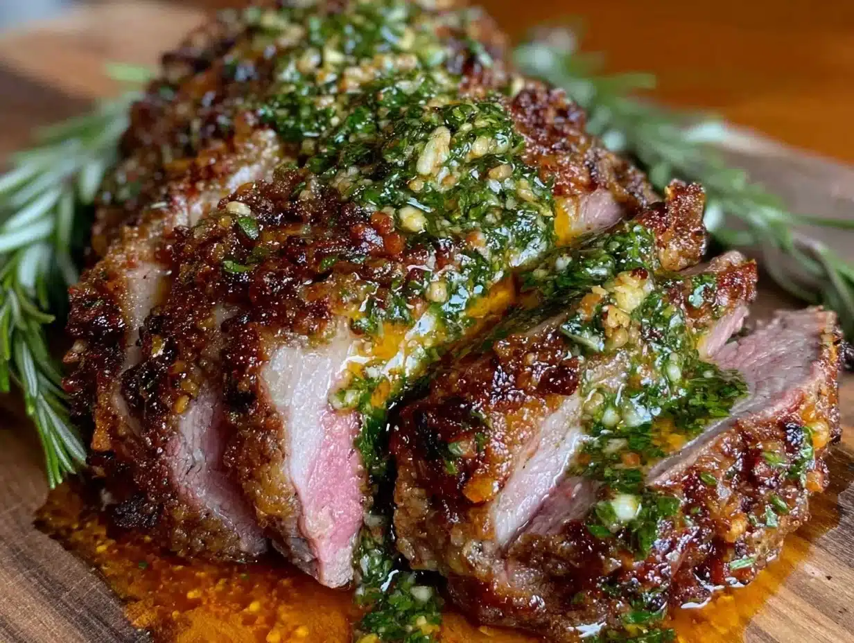 Tender Spring Lamb Roast With Fresh Mint Chimichurri Easy Recipe For ...