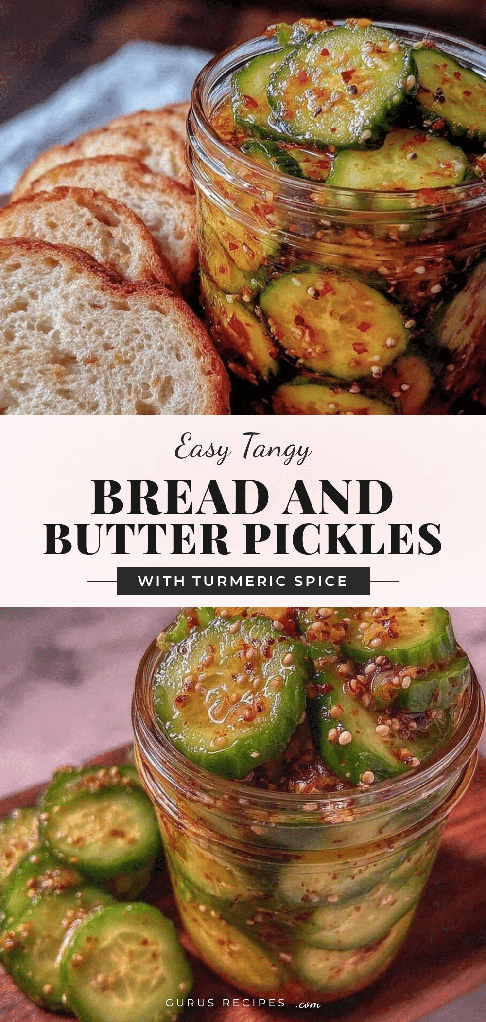 Easy Tangy Bread And Butter Refrigerator Pickles With Turmeric Recipe ...