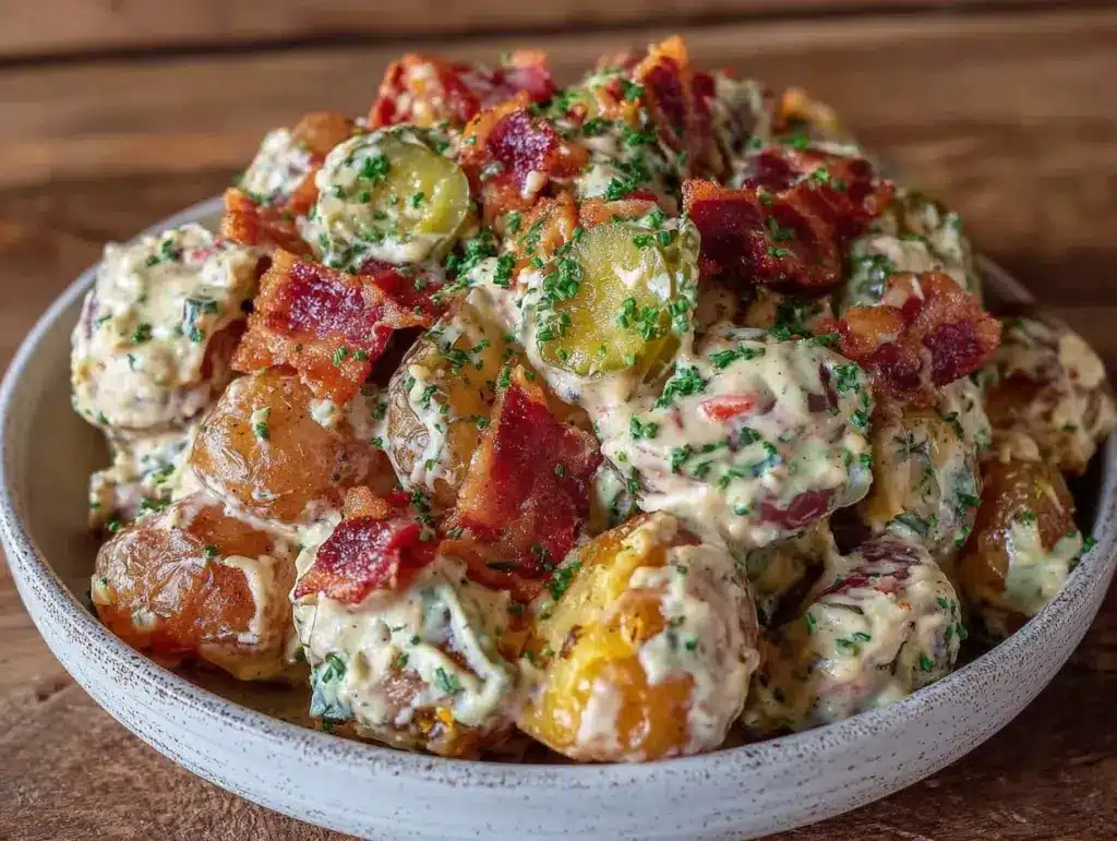 Creamy Bacon Ranch Potato Salad No Mayo Recipe Easy Perfect Picnic Dish