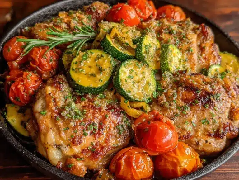 Easy One-Pan Lemon Herb Chicken Thighs Recipe For Perfect Roasted Veggies