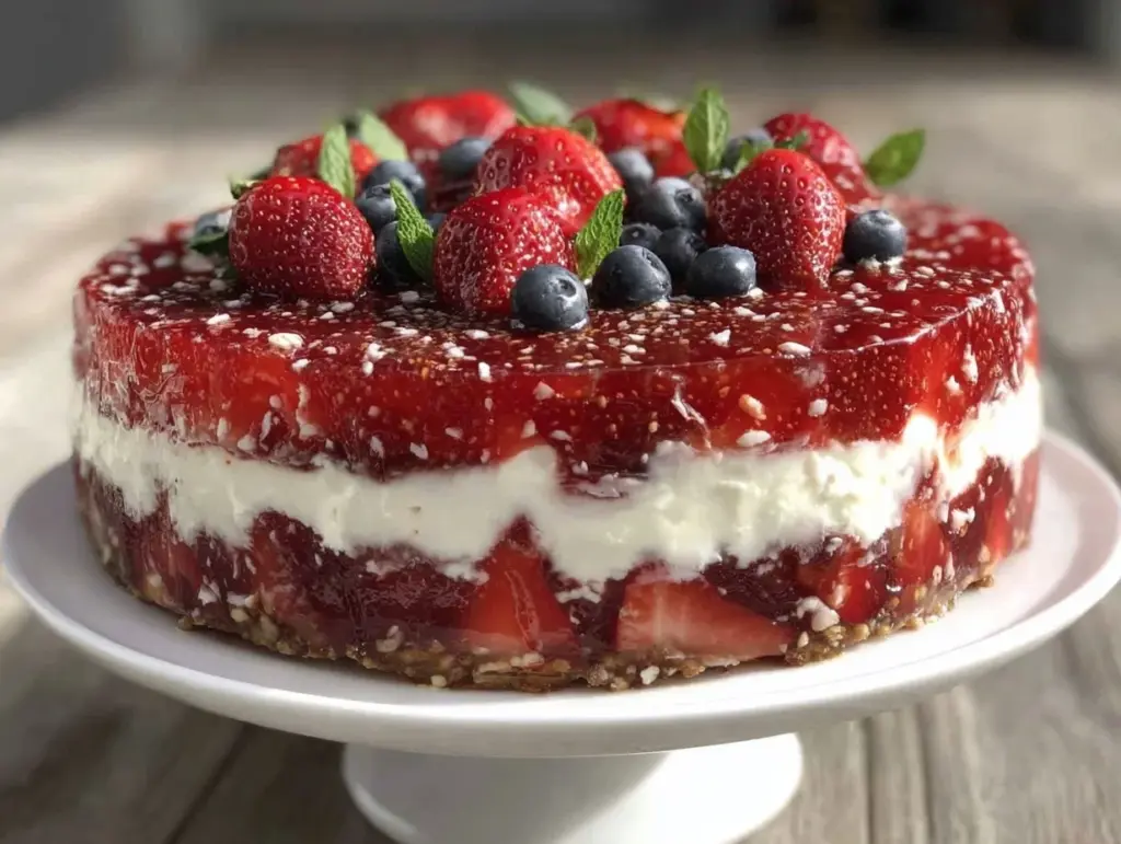Perfect Patriotic Strawberry Blueberry Jello Flag Cake Recipe Easy Step ...